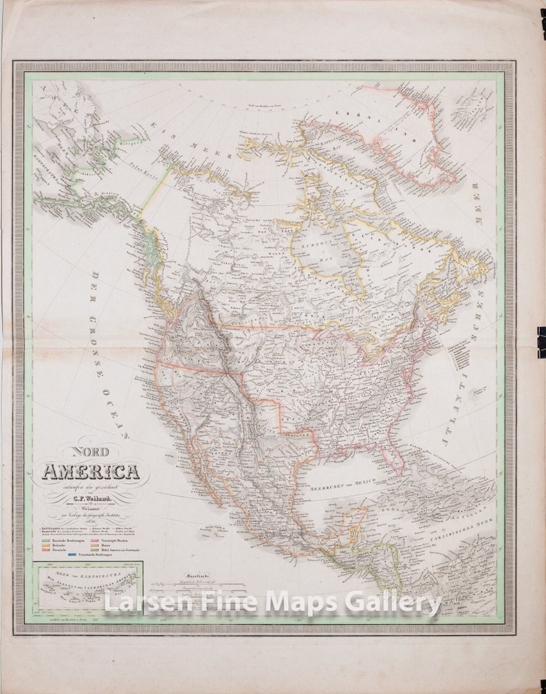 1830 Antique Map North America Mexico Canada Central C.F. - Etsy