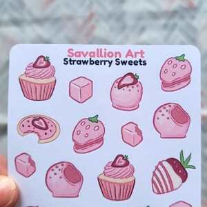 Strawberry Sweets Sticker Sheet, Cute Dessert Stickers - Etsy