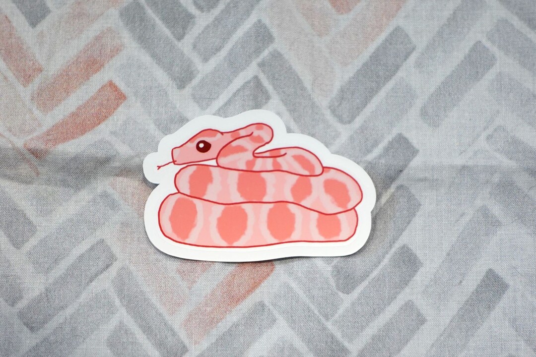 Pink Albino Corn Snake Curled up Sticker, Cute Snek Danger Noodle - Etsy