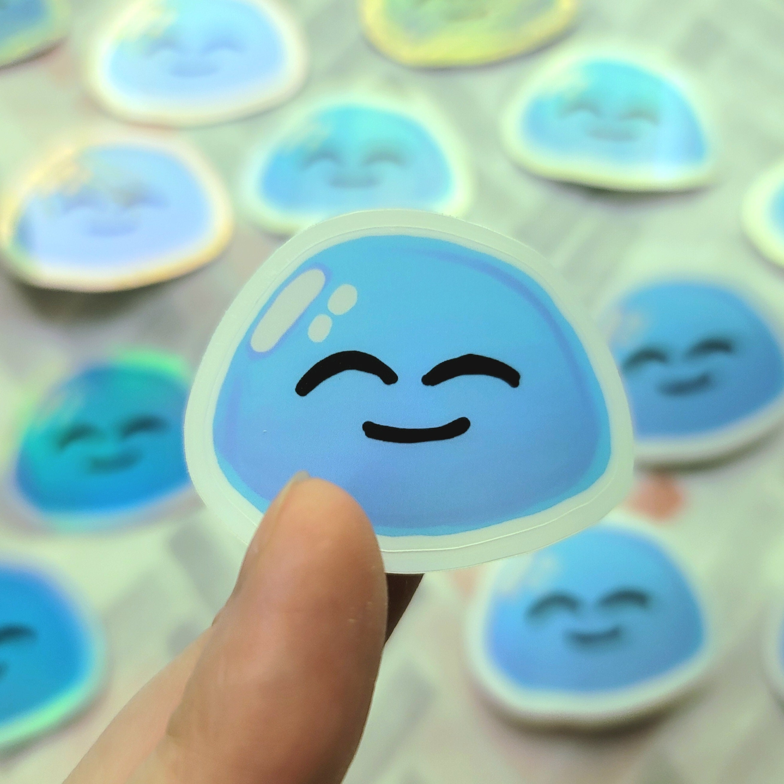 Blue Cozy Slime Emote Sticker, Savallcozy - Etsy