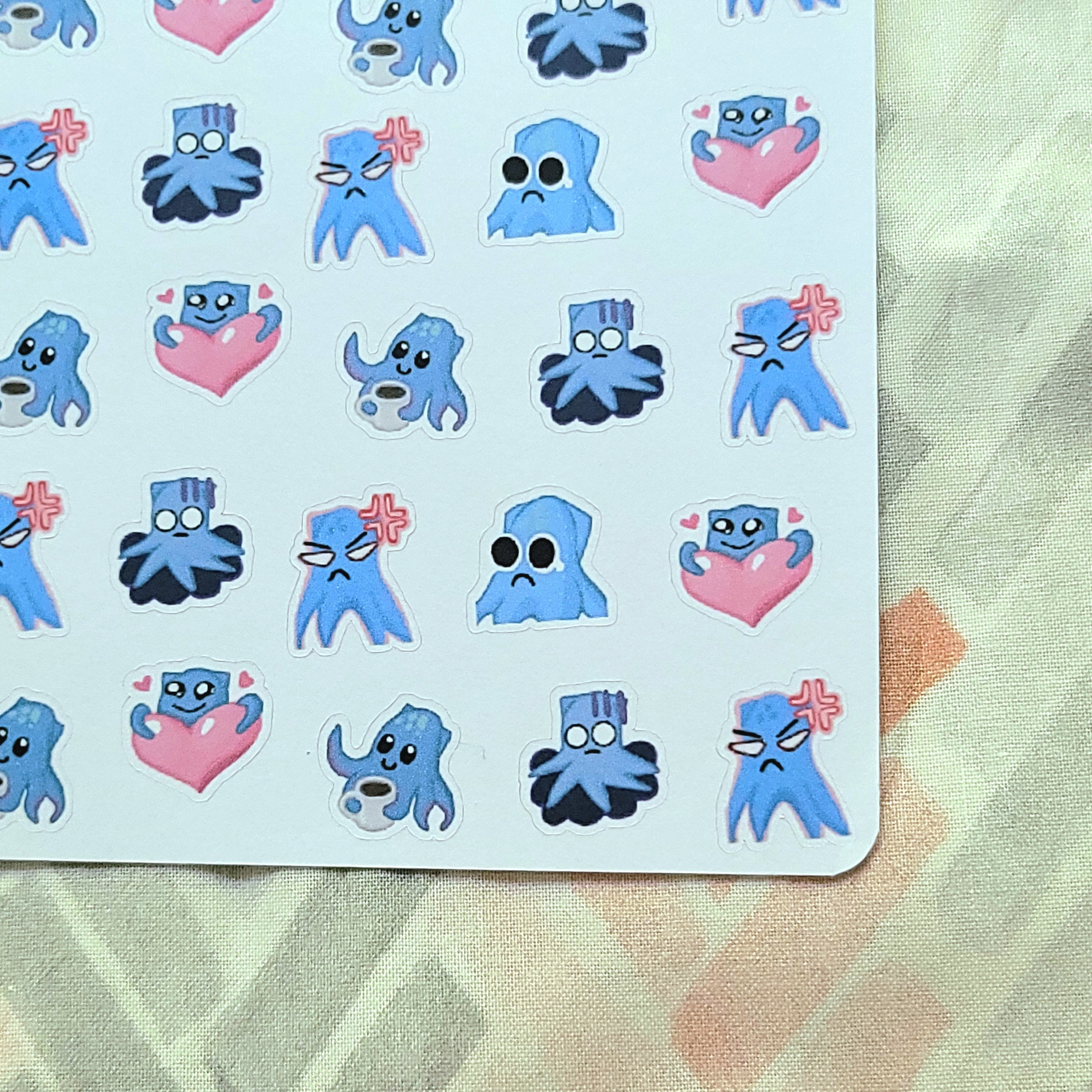 Cute Squid Emotes Sticker Sheet, Octopus Emoji Stickers - Etsy