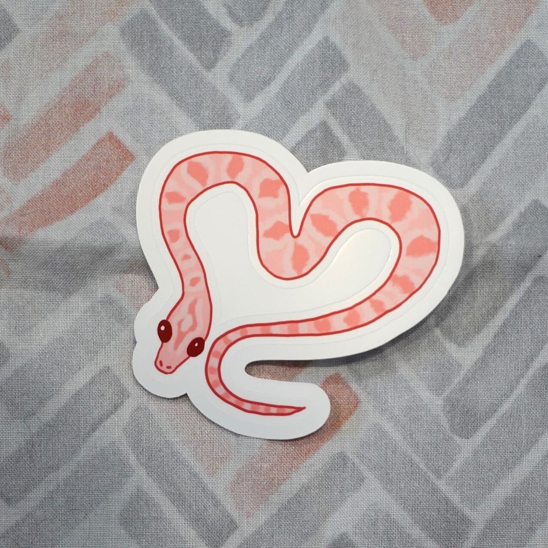 Pink Albino Corn Snake Heart Sticker, Danger Noodle Snek - Etsy