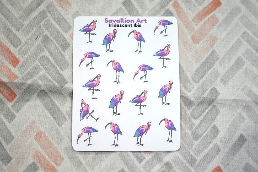 Iridescent Ibis Sticker Sheet, Cute Colorful Bird Stickers - Etsy