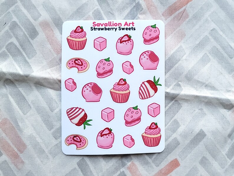 Strawberry Sweets Sticker Sheet, Cute Dessert Stickers - Etsy