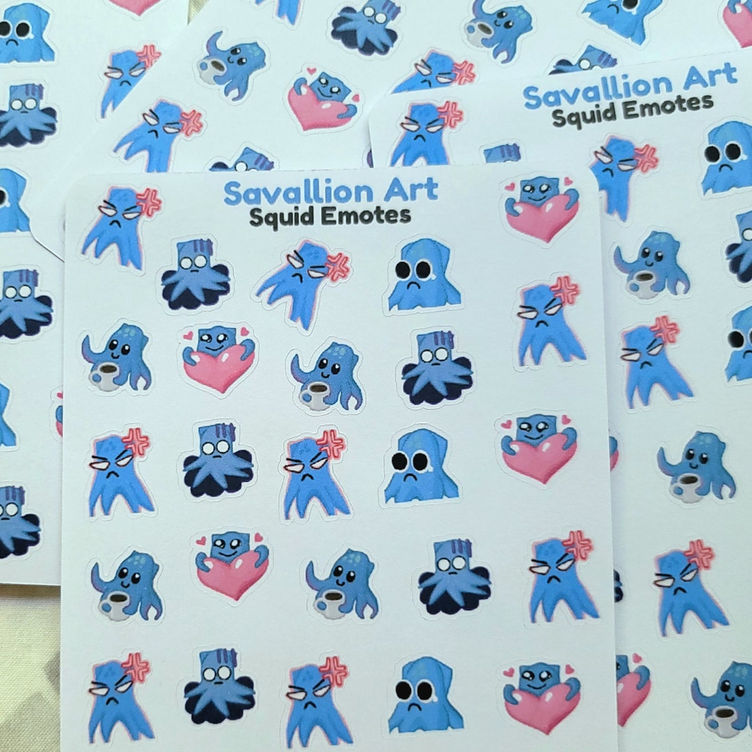 Cute Squid Emotes Sticker Sheet, Octopus Emoji Stickers - Etsy