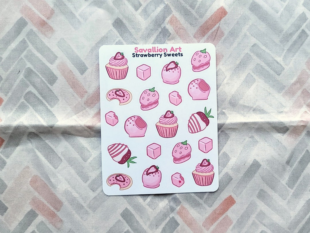 Strawberry Sweets Sticker Sheet, Cute Dessert Stickers - Etsy