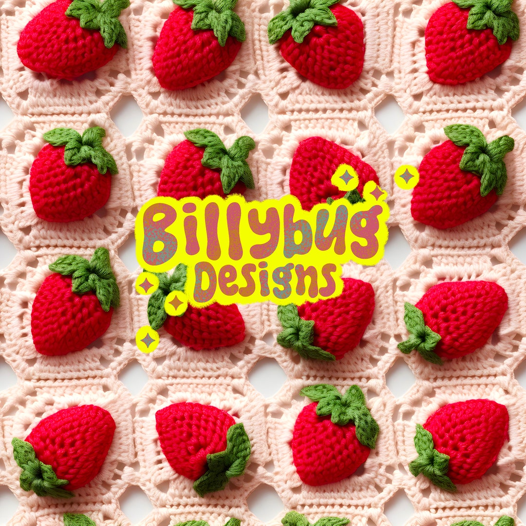 Strawberry Crochet Seamless Digital File - Repeating Pattern for Fabric ...