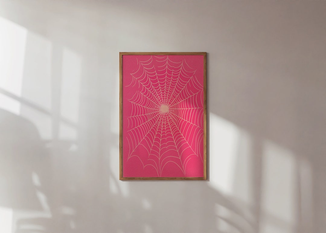 Pink Spiderwebs Halloween Art Print— Creepy Cute Digital Poster ...