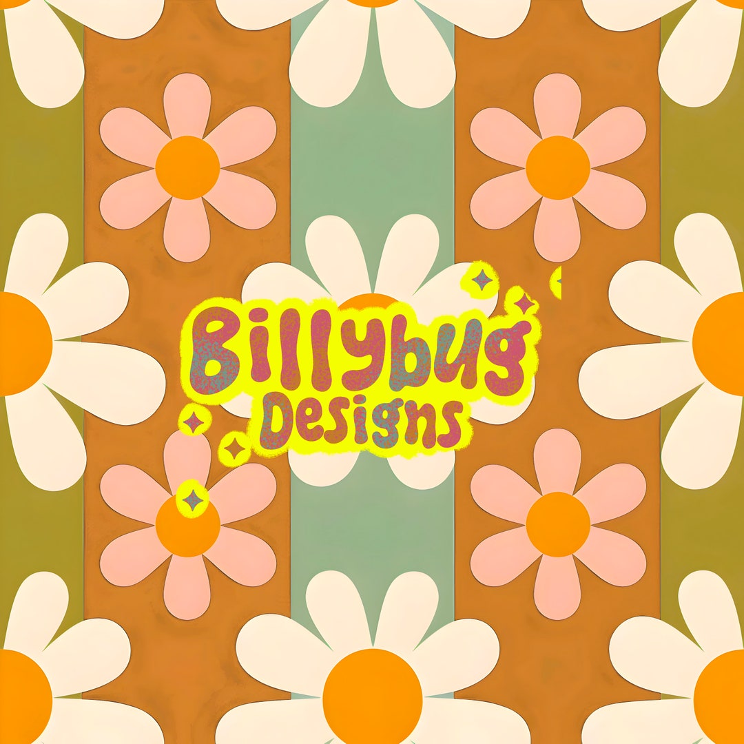 Groovy Retro Daisy Seamless Pattern- Floral Repeating File for Fabric ...