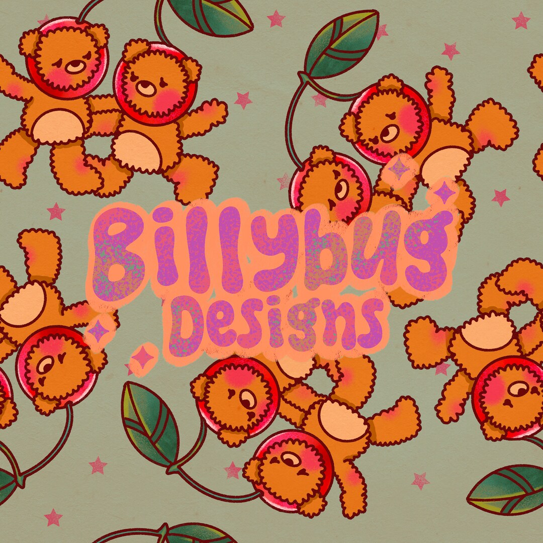 Cherry Bears Seamless Pattern - Cottagecore Repeating File for Fabric ...