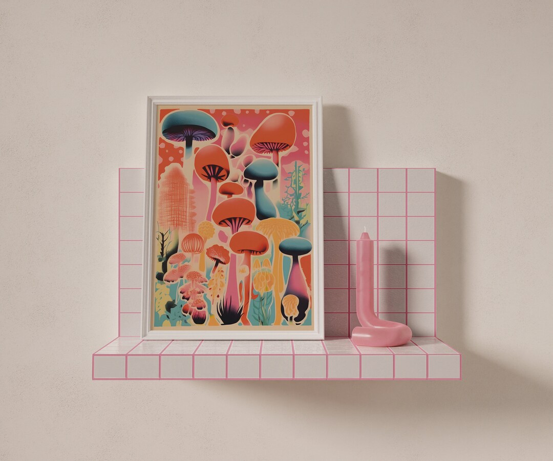 Funky Retro Mushroom 70's Digital Art Retro Wall Print Digital Download ...