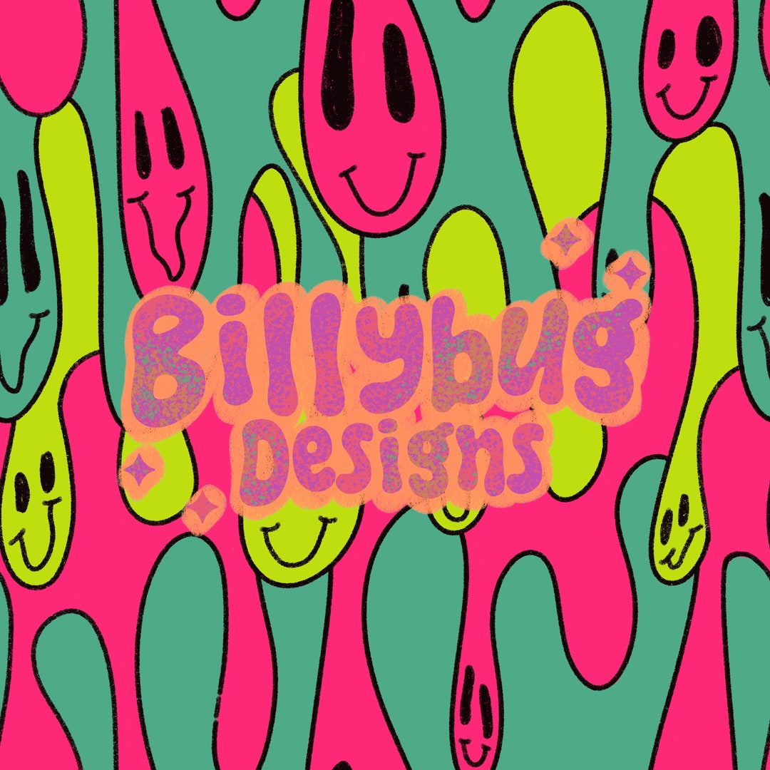 Drippy Smiley Face Seamless Pattern - Trippy Repeating File for Fabric ...