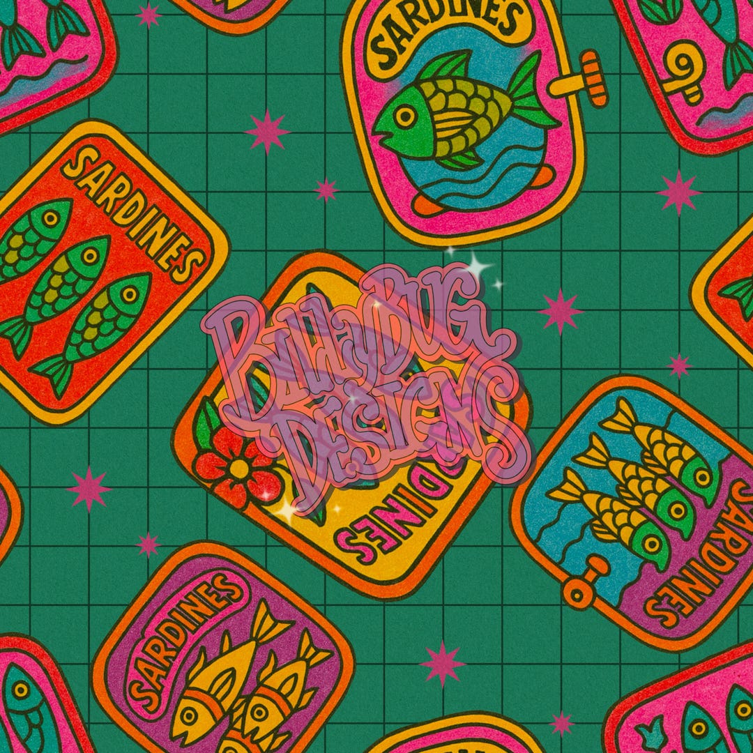 Sardines Seamless Pattern- Vintage Funny Repeating File for Fabric ...