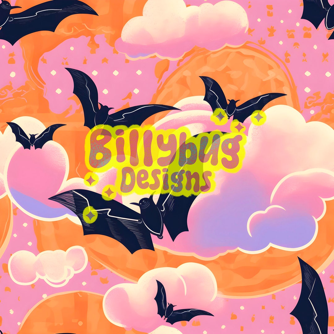 Halloween Seamless Pattern - Pastel Bats Repeat File for Sublimation ...