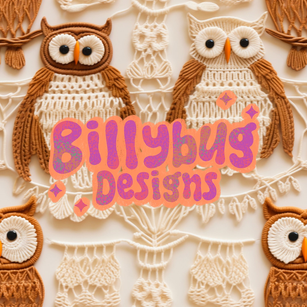 70s Macrame Owl Seamless Pattern - 3d Retro Repeating File for Fabric ...