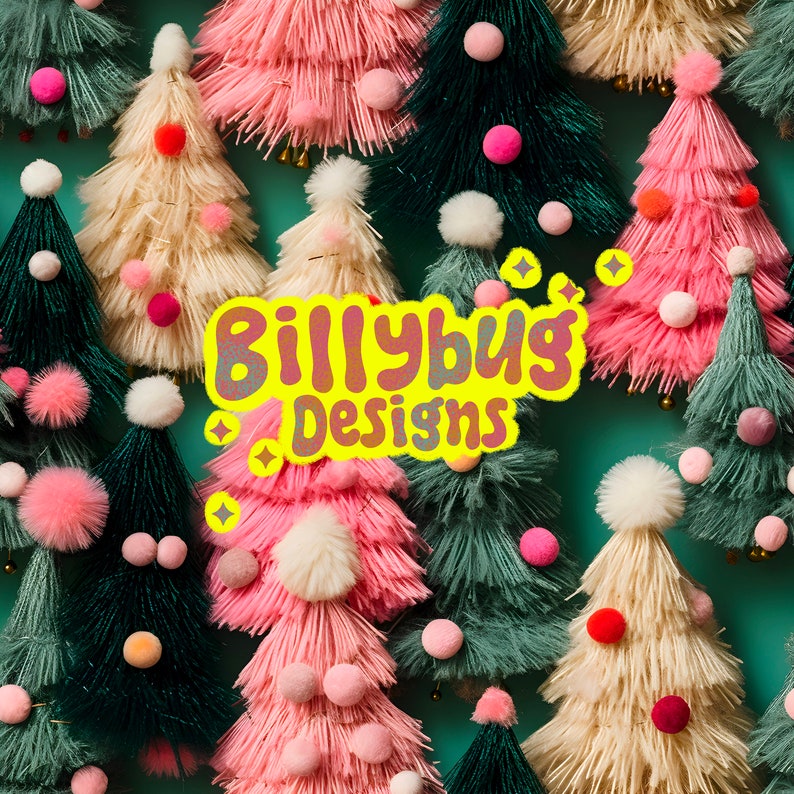 Fuzzy Christmas Tree Seamless File Pink Christmas Repeating Pattern ...
