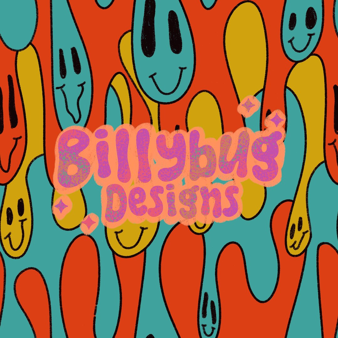 Drippy Smiley Face Seamless Pattern - Trippy Repeating File for Fabric ...