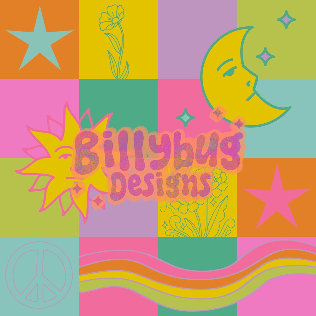Sun and Moon Checker Seamless Pattern - Neon Repeating File for Fabric ...