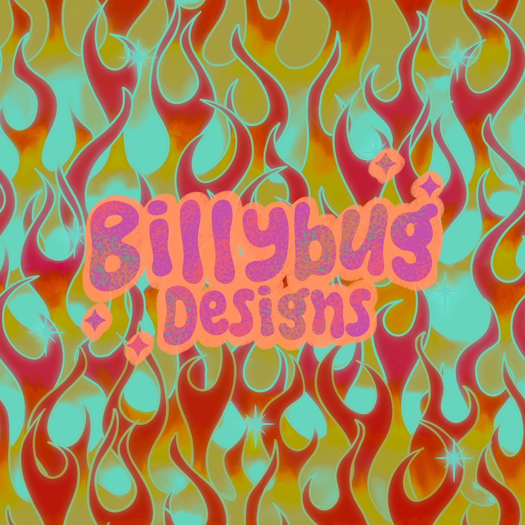 Y2K Seamless Pattern, Airbrush Flame Repeating File for Fabric ...