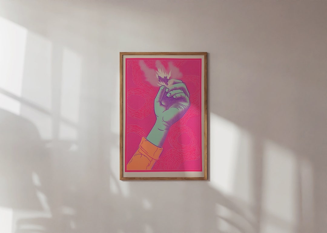 Fire Bender Digital Poster — Neon Funky Art Print - Etsy