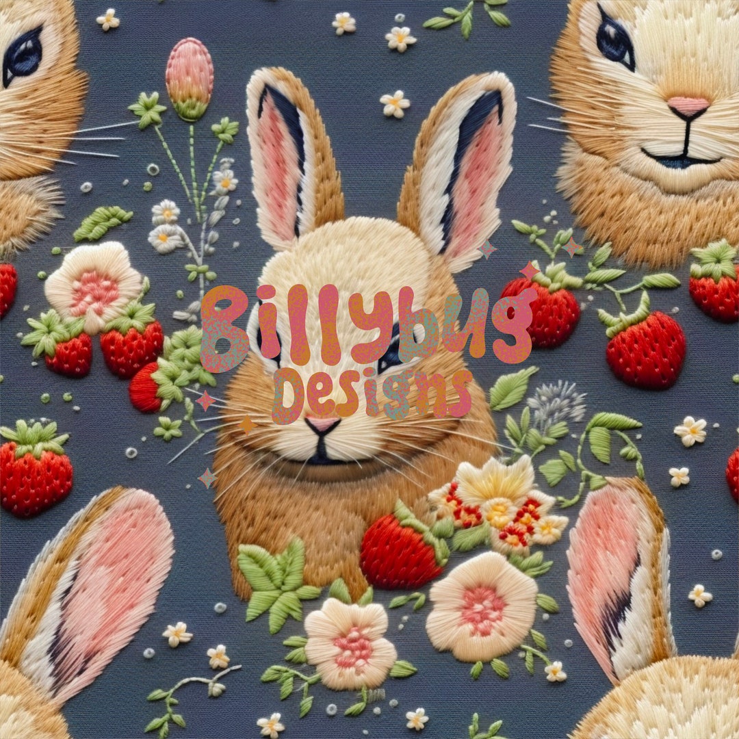 Easter Bunny Seamless File - Faux Embroidery Repeating Pattern ...