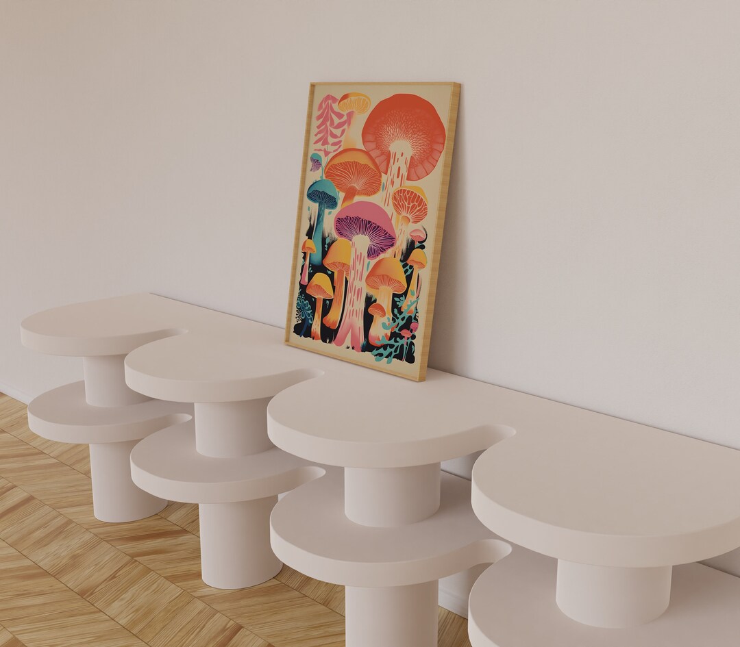 Funky Retro Mushroom 70's Digital Art Retro Wall Print Digital Download ...