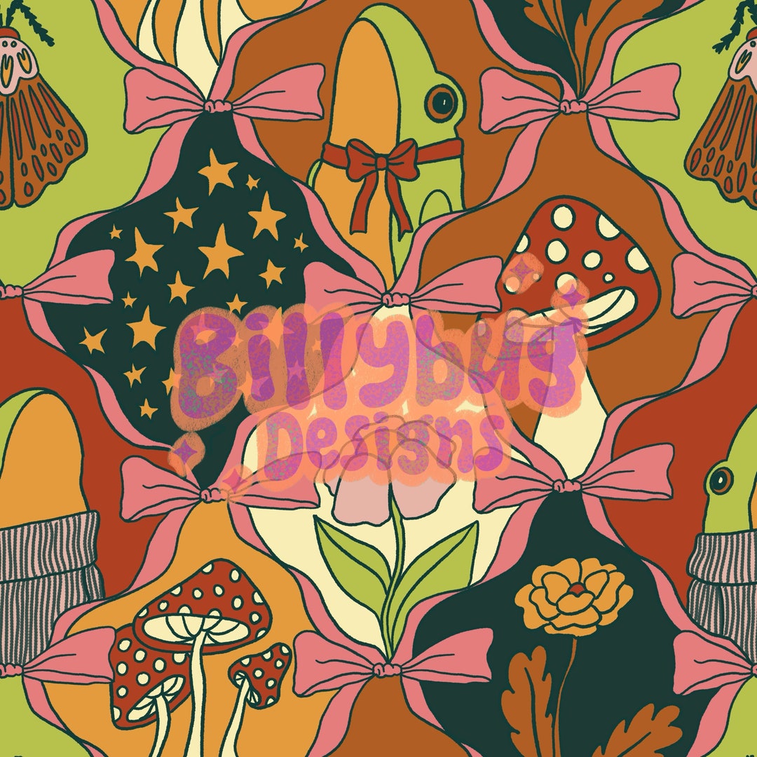 Coquette Frogs Seamless Pattern - Funky Cottagecore Repeating File for ...