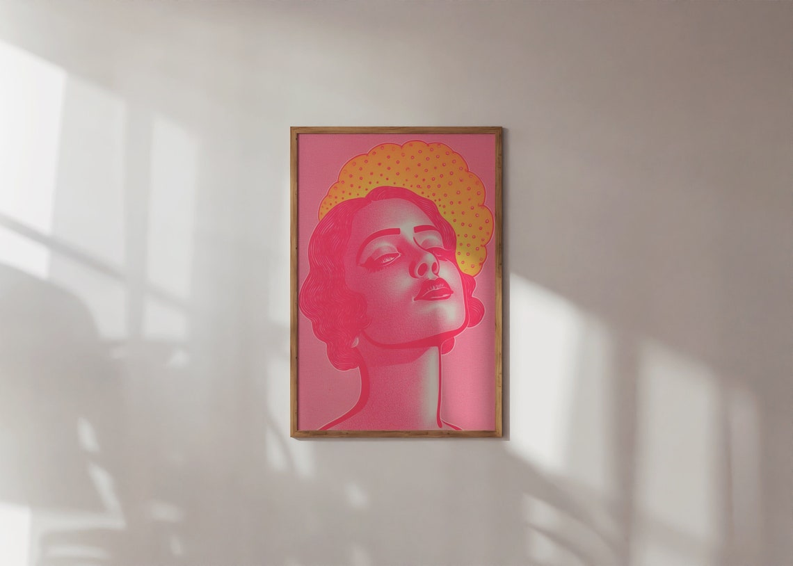 Pretty Girl Colorful Neon Digital Poster Wall Art, Funky Wall Decor - Etsy