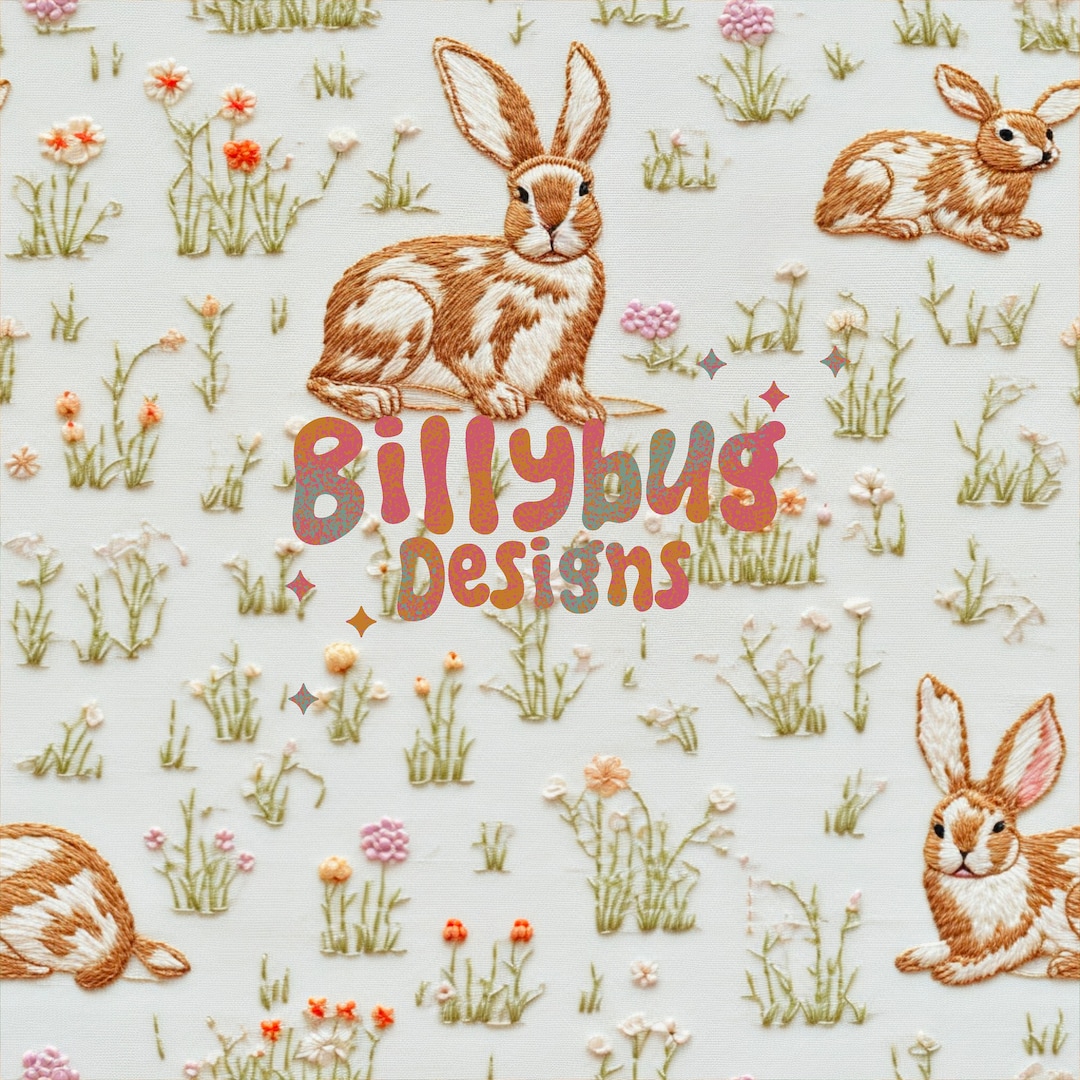 Easter Bunny Seamless File - Faux Embroidery Repeating Pattern ...