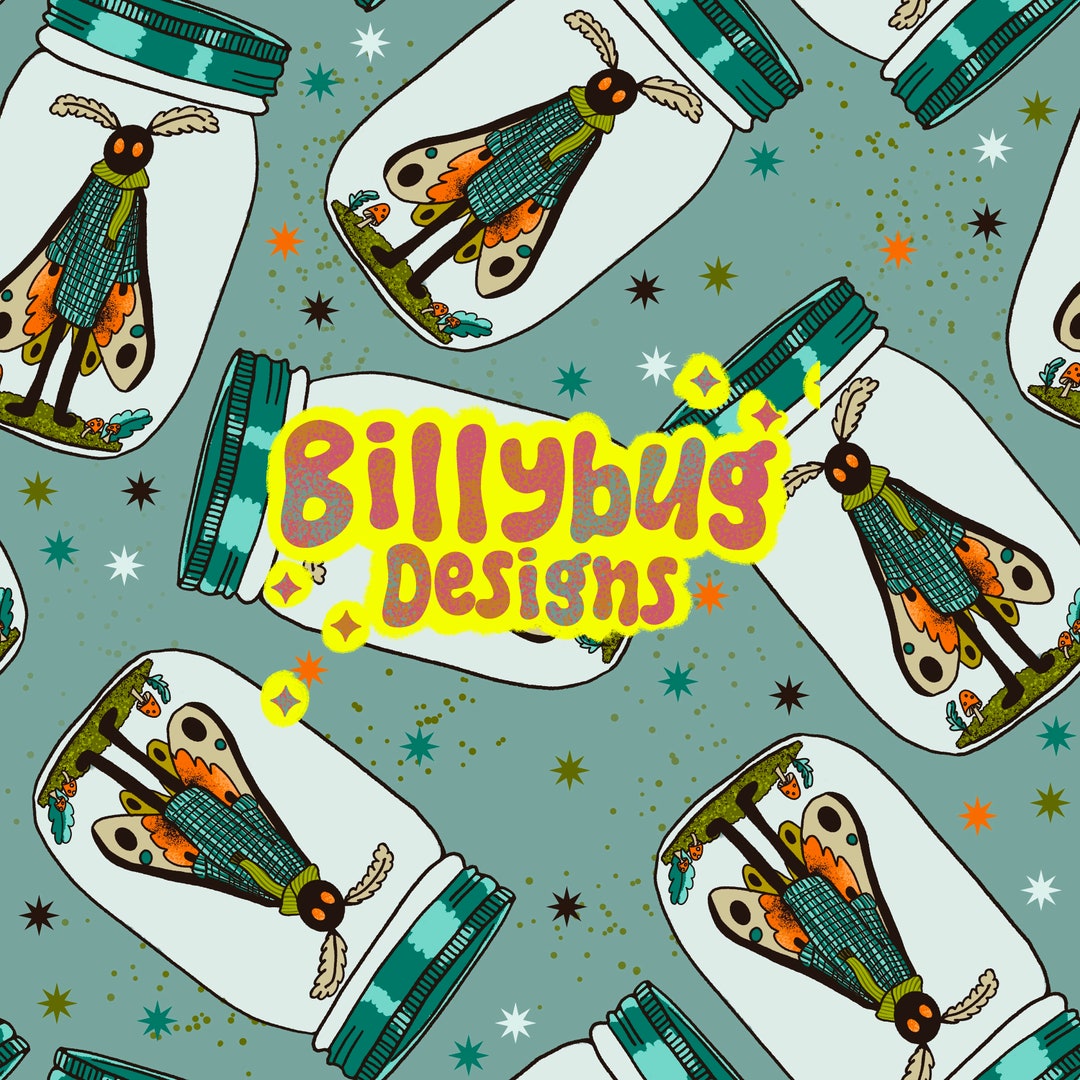 Mothman in a Jar Seamless File - Cryptid Repeating File for Fabric ...