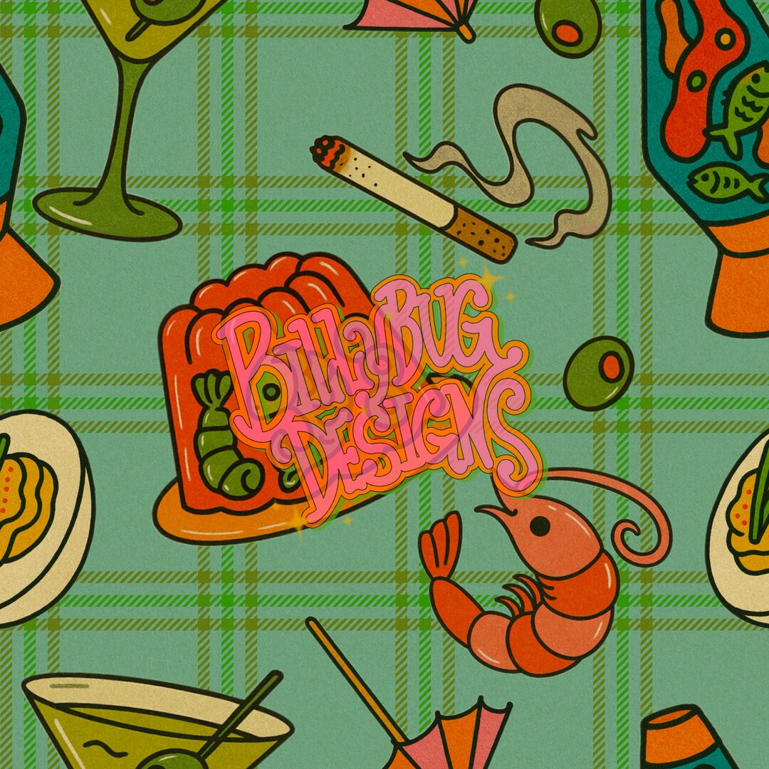60s Cocktail Party Seamless Pattern- Vintage Funny Repeating File for ...