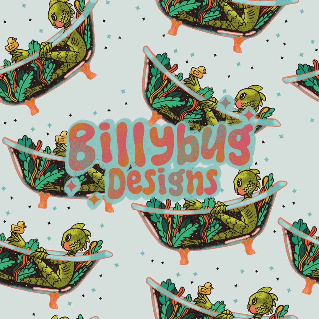 Cryptid Seamless Pattern - Creature Bathtub Repeating File for Fabric ...