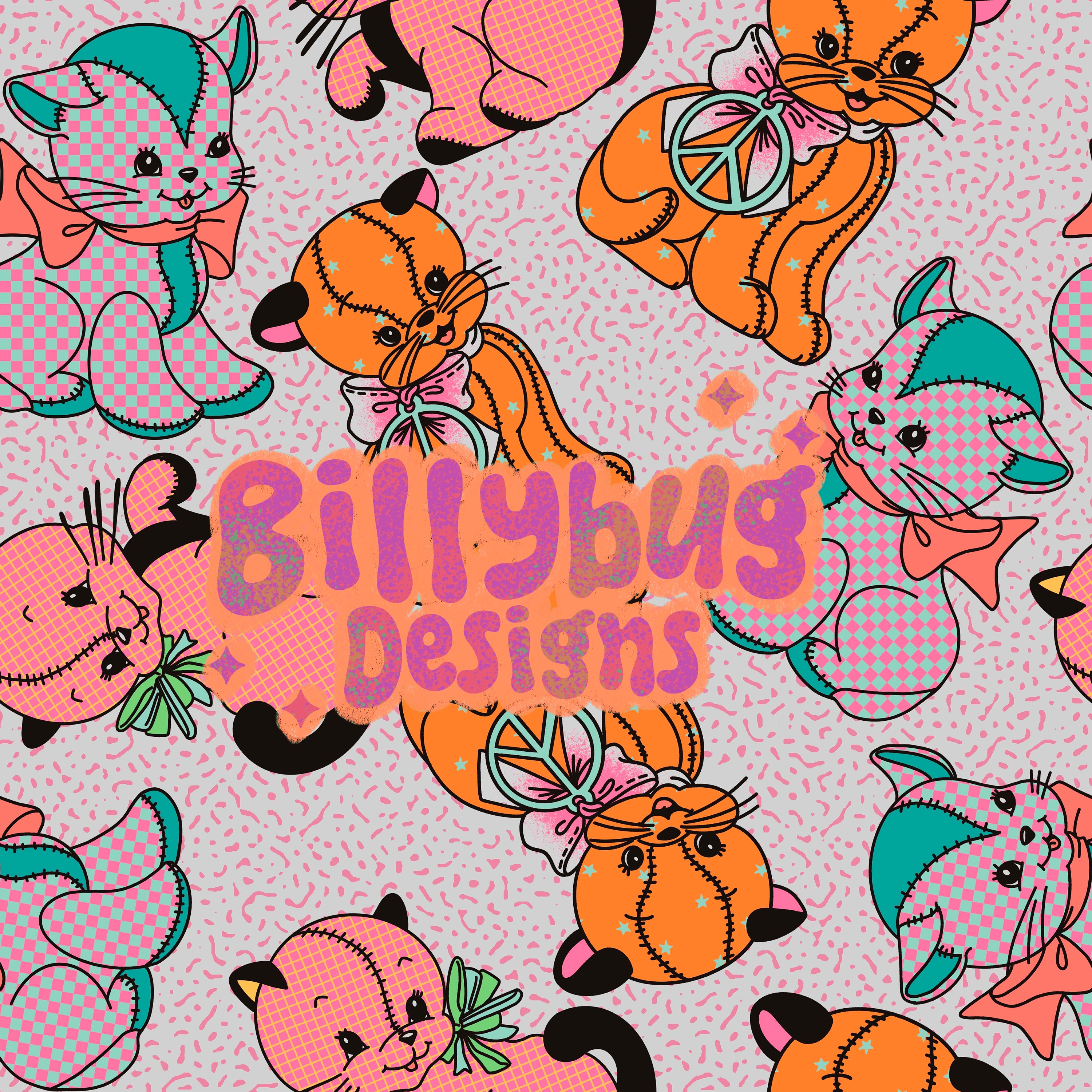 Vintage Cat Seamless Pattern- Retro Kitty Repeating File for Fabric ...