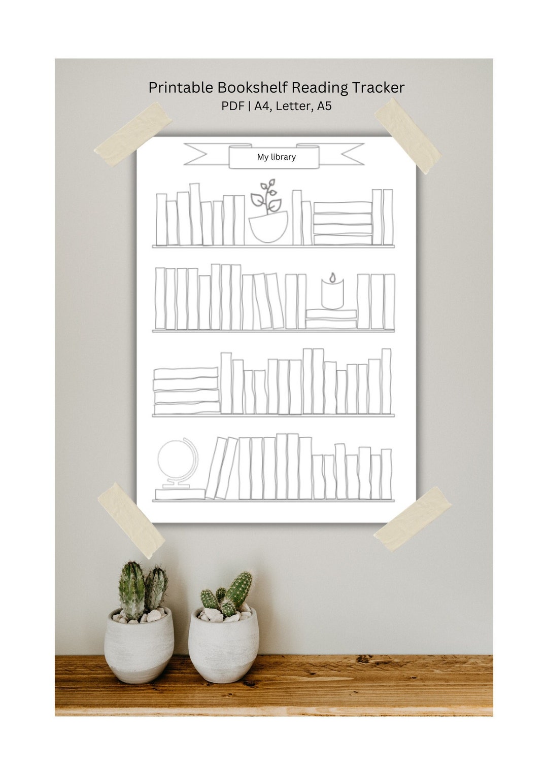 Printable Reading Tracker Bookshelf - PDF (A4, Letter and A5 Sizes) - Etsy