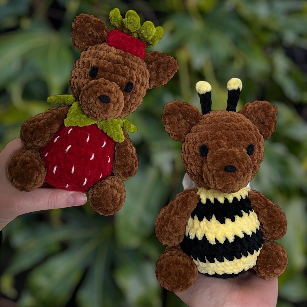 2 in 1 - Bear in a Strawberry & Bee Costume Crochet PATTERN | Jellycat ...