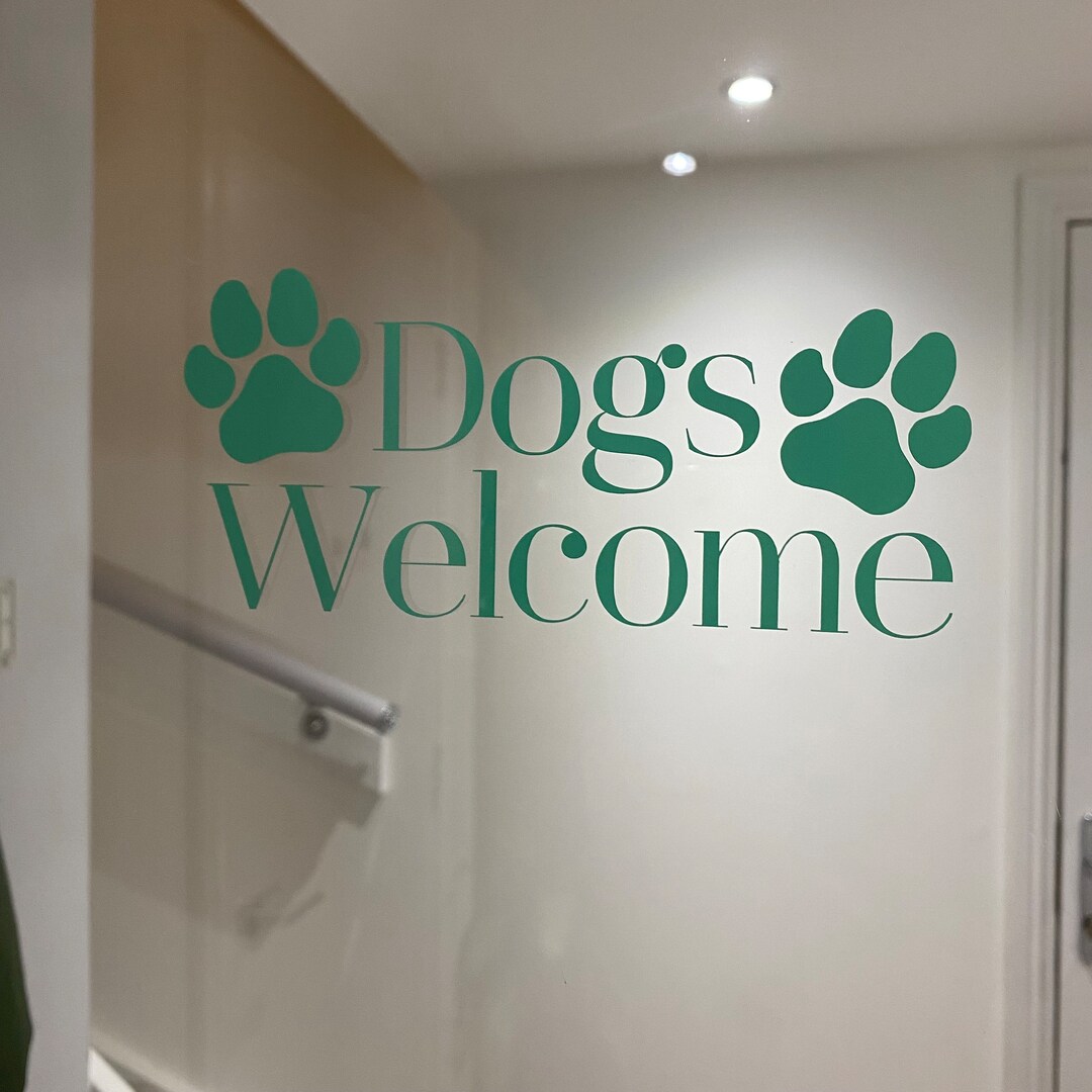 Dogs Welcome Sticker, Shop Window Vinyl Decal, Dog Friendly Business ...