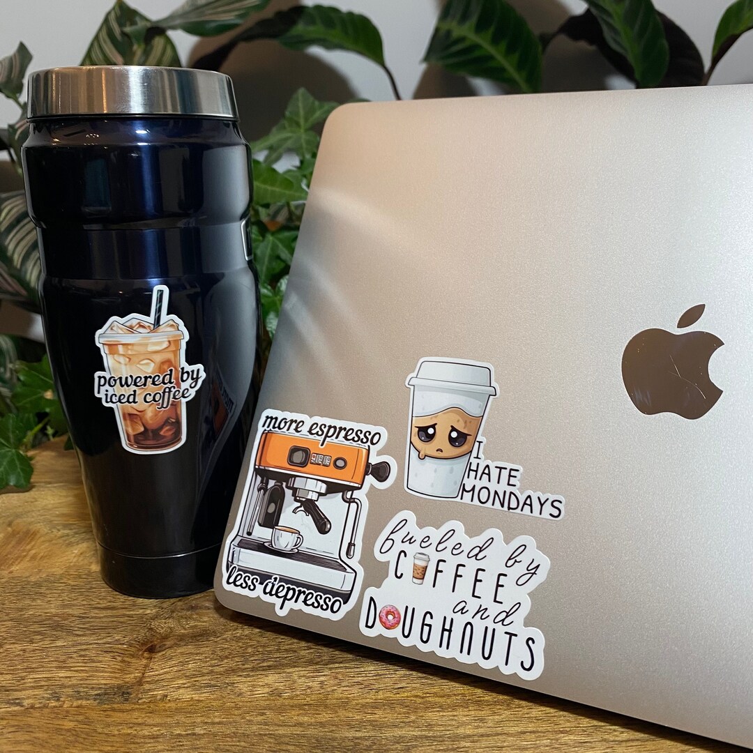Cute Coffee Stickers, Die Cut Iced Coffee Stickers, Laptop and Water ...