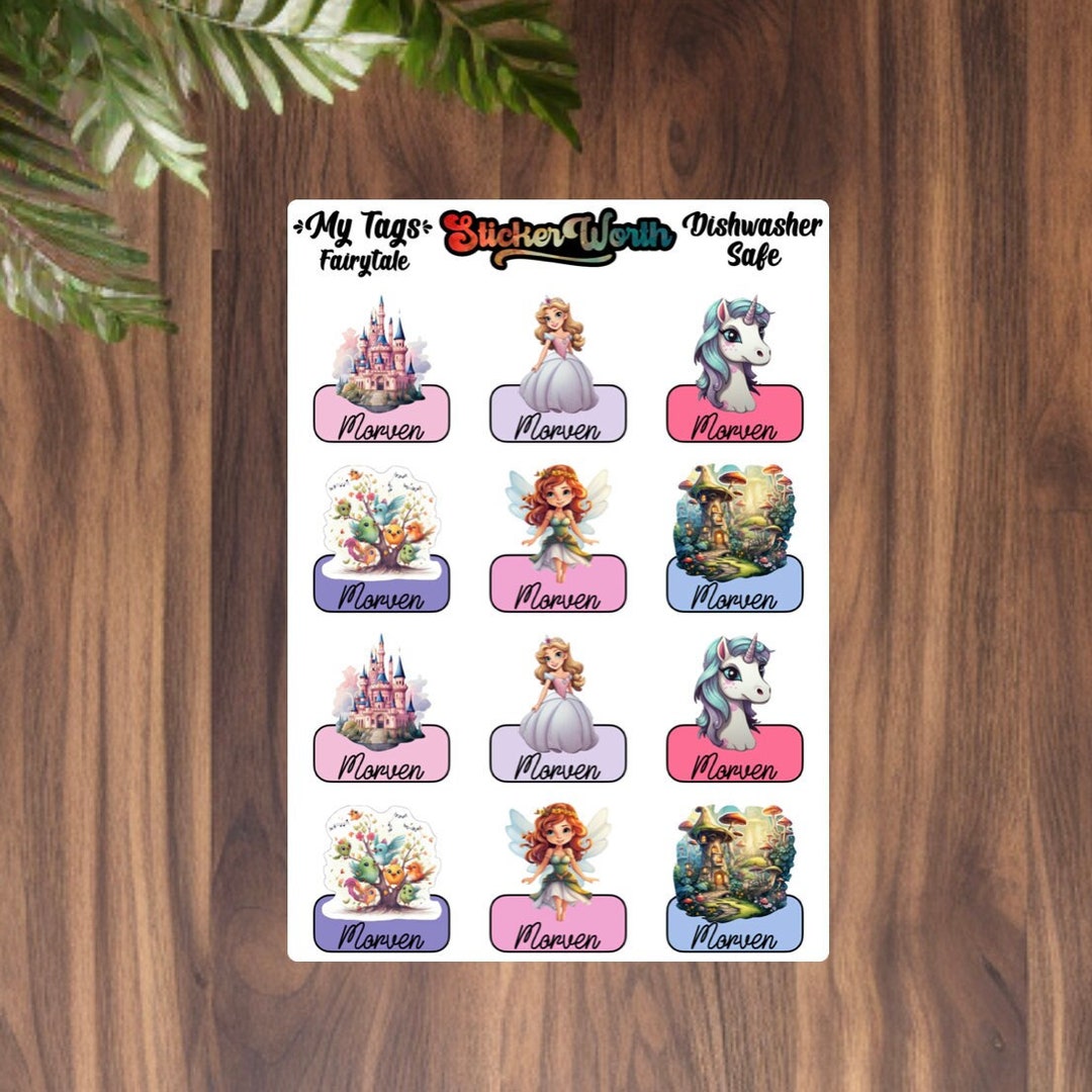 12 Personalised Name Tag Stickers Dishwasher Safe School Name Labels ...