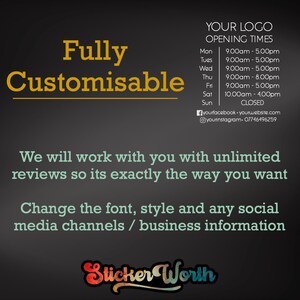 Opening Hours With Business Logo, Shop Open & Closed Vinyl Decal, Cafe ...