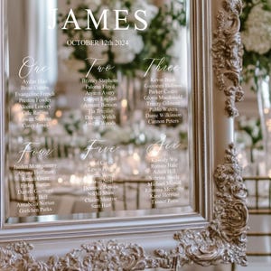 Wedding Mirror Seating & Table Chart - Custom Vinyl Mirror Sticker ...