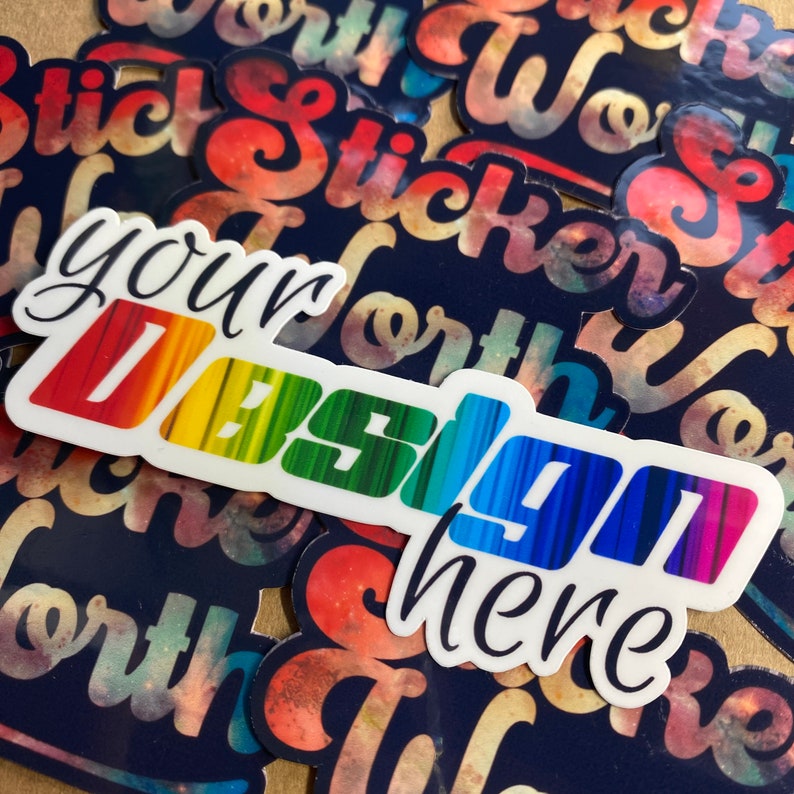 50 Die Cut Stickers, Custom Cut to Shape Vinyl Labels, Bulk Waterproof ...