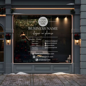 Shop Window Vinyl Decal With Logo, Business Opening Hours Sticker, Café ...
