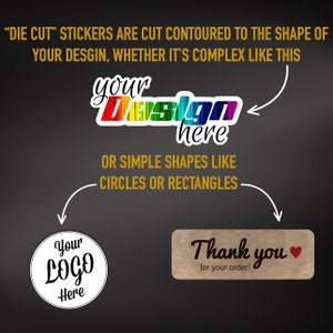 50 Die Cut Stickers, Custom Cut to Shape Vinyl Labels, Bulk Waterproof ...