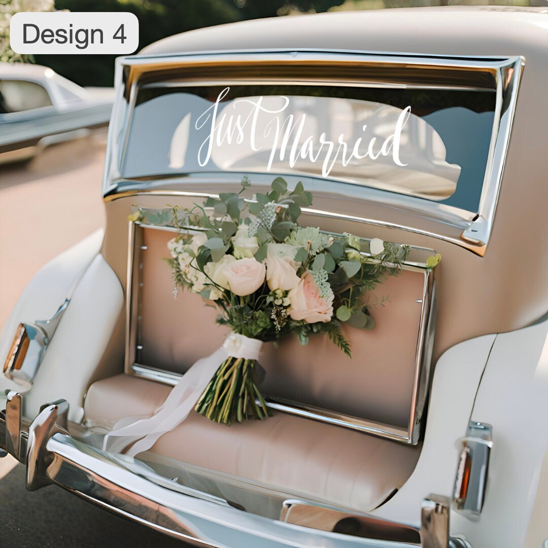 Just Married - Custom Car Window Vinyl Decal, Personalised Wedding ...