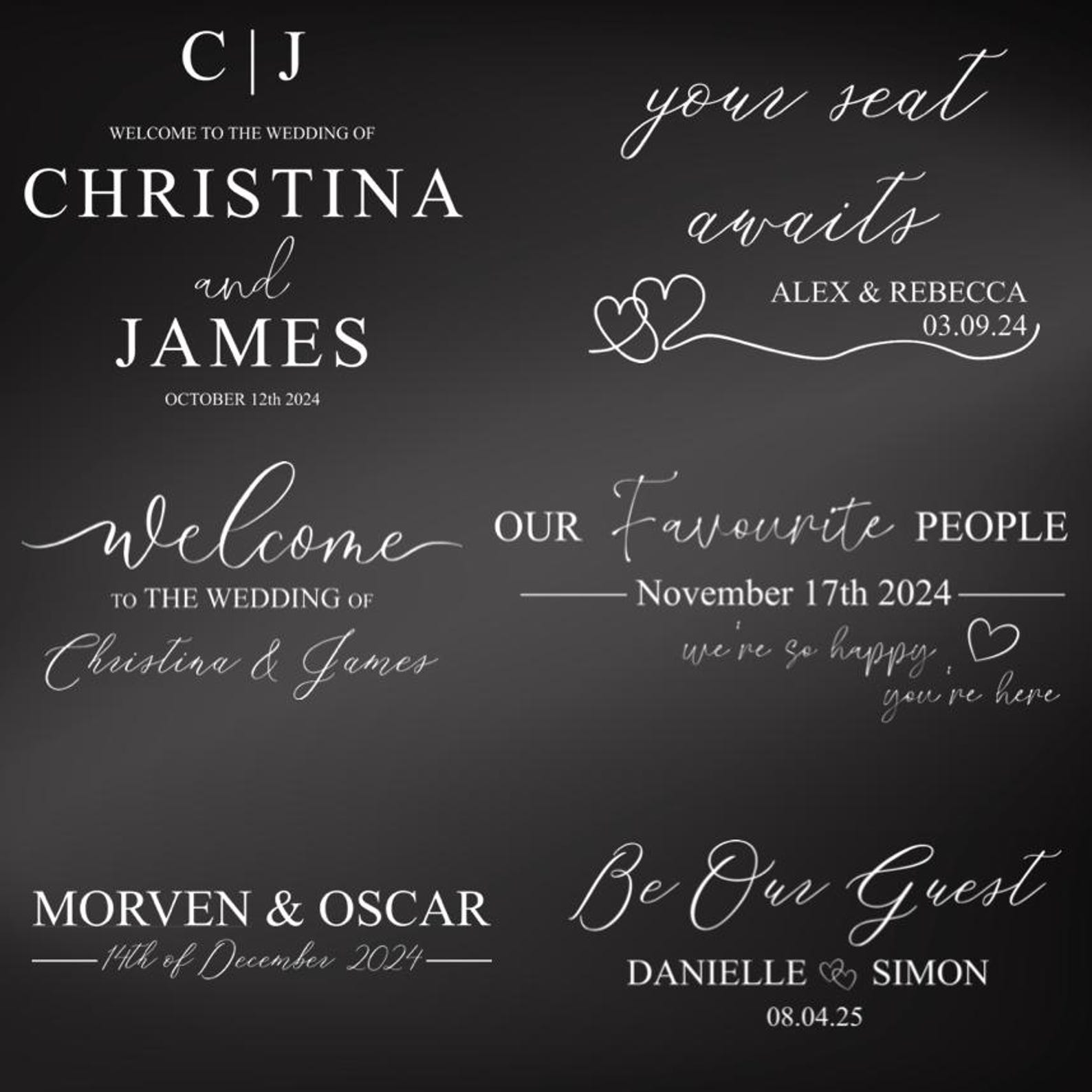 Wedding Mirror Seating & Table Chart - Custom Vinyl Mirror Sticker ...