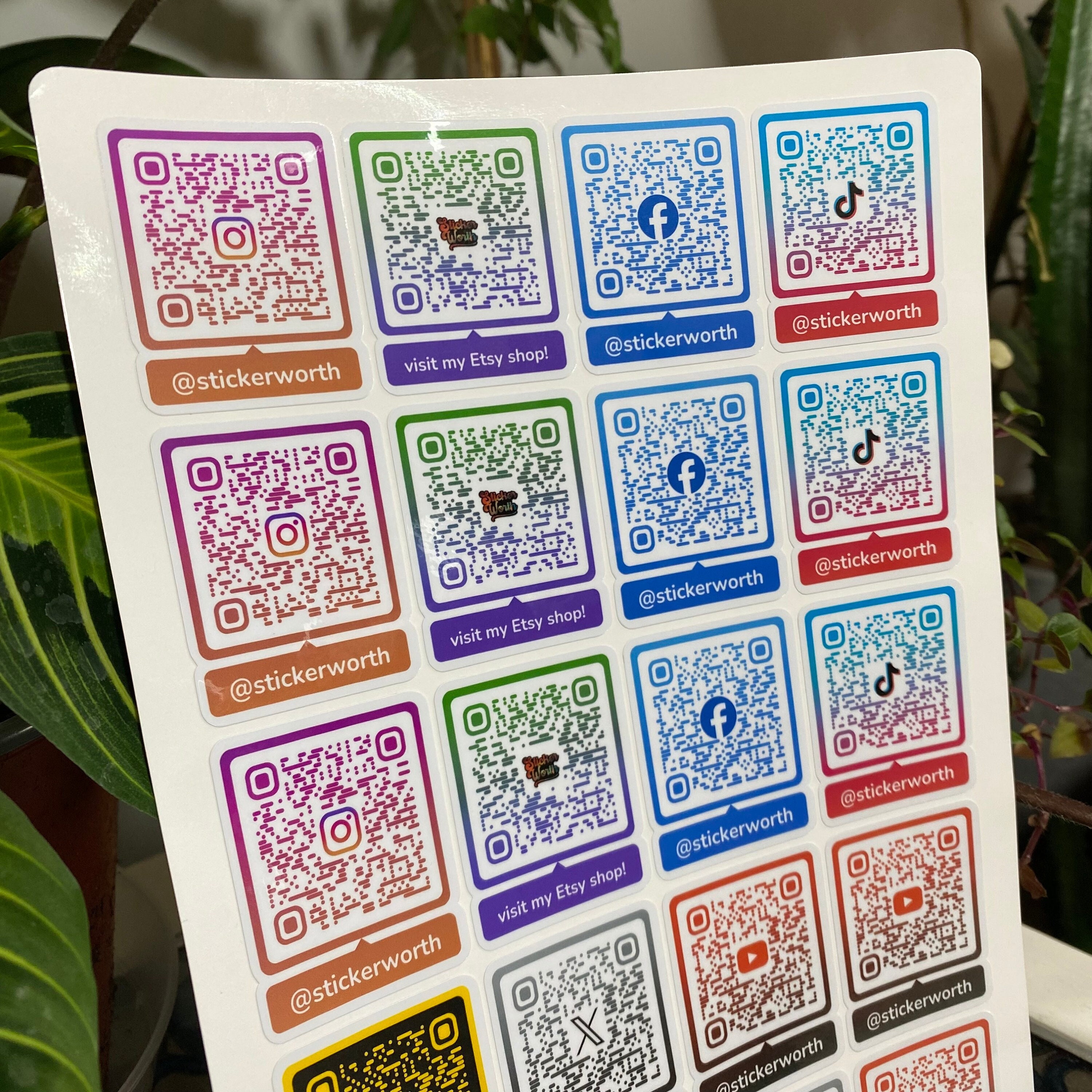 20x QR Code Stickers, Personalised Social Media Labels, Link to ...