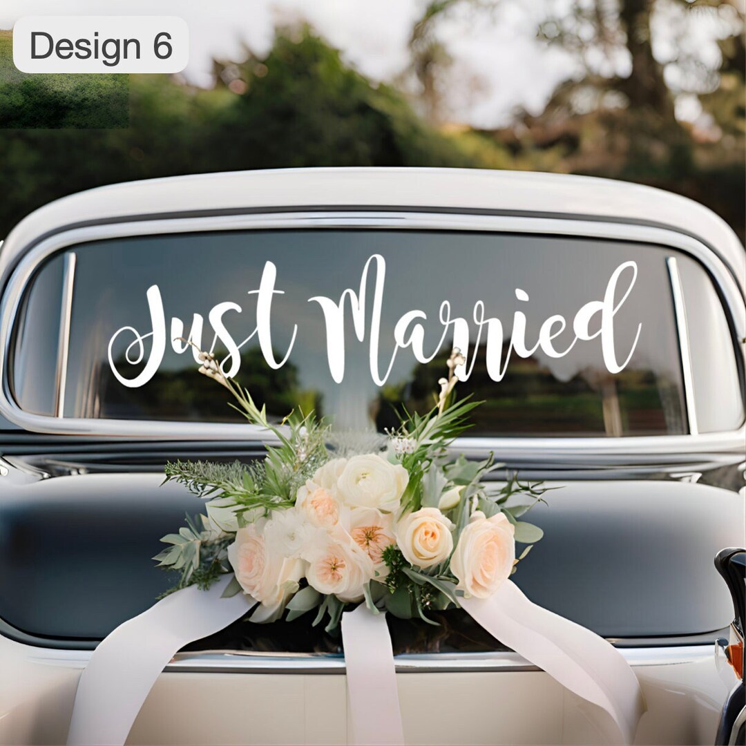 Just Married - Custom Car Window Vinyl Decal, Personalised Wedding ...