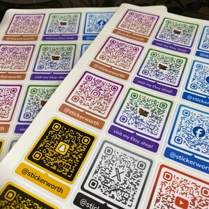 20x QR Code Stickers, Personalised Social Media Labels, Link to ...
