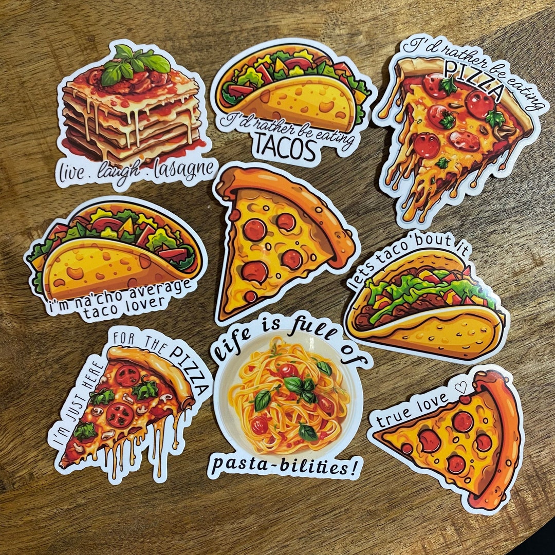 Cute Food Stickers, Die Cut Pizza Stickers, Taco Laptop and Water ...