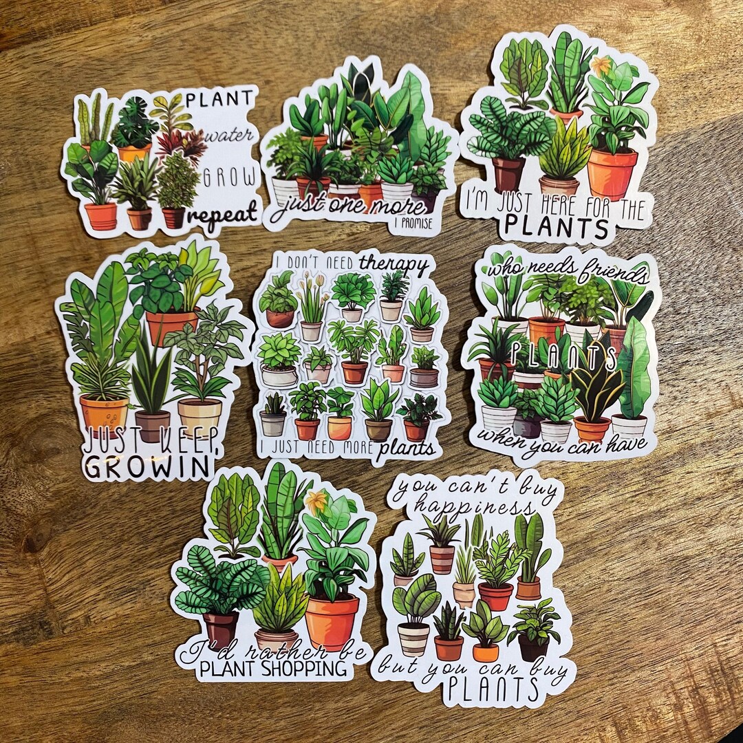 Cute Houseplant Stickers, Die Cut Plant Stickers, Laptop and Water ...